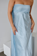 Elsa Ice Blue Maxi Dress with Neck Scarf – Confête