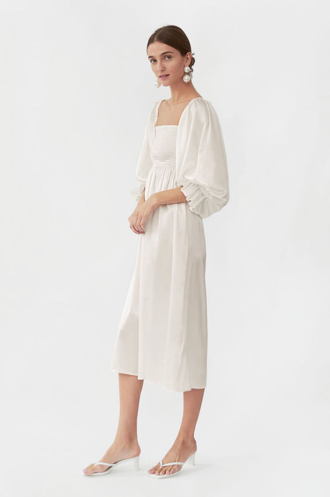 Atlanta Silk Dress - White