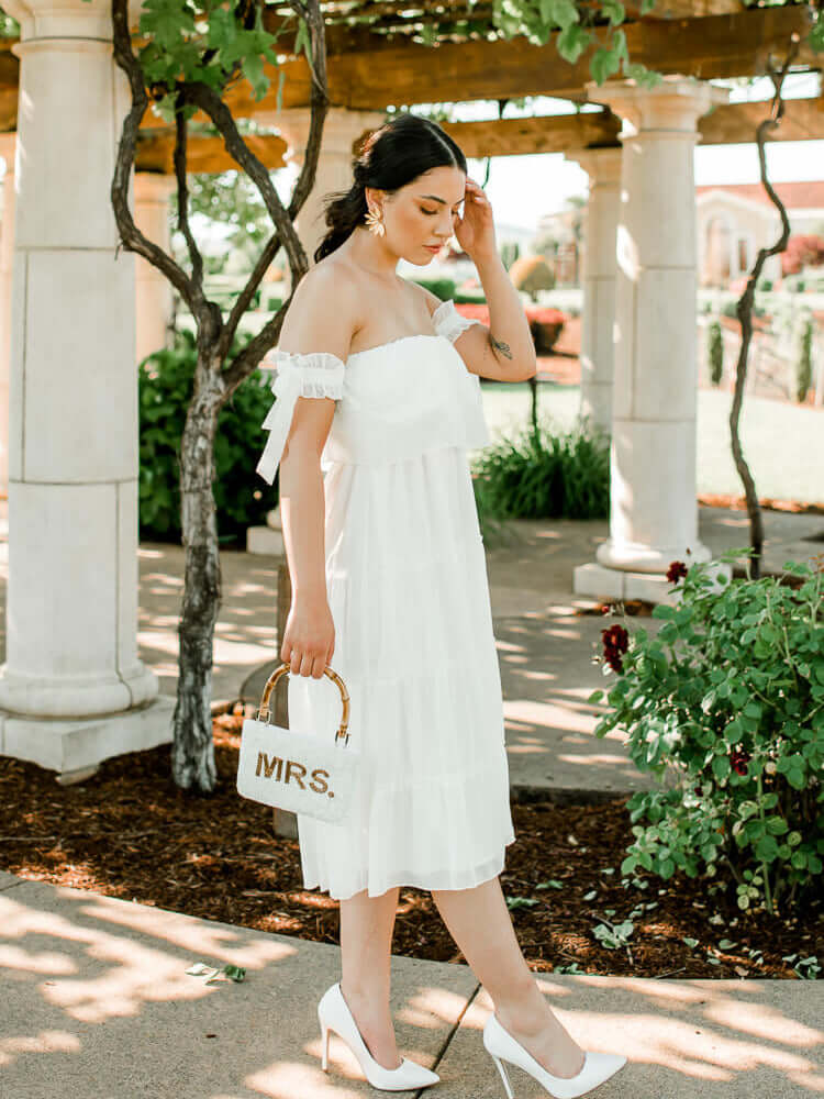 Hayley Off-the-Shoulder Ruffle Tiered Mini Dress - $82 – Confête